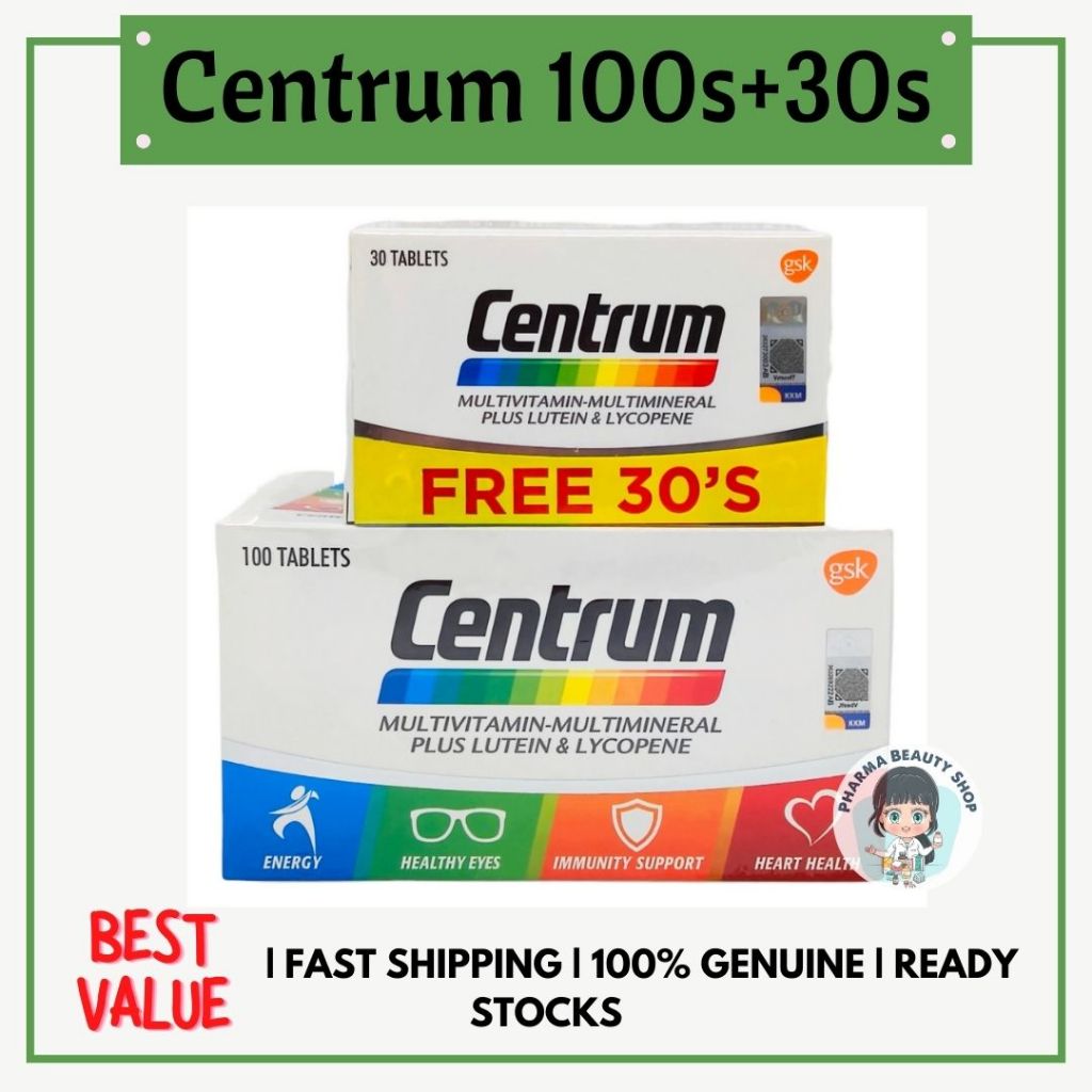 Centrum Multivitamin-Multimineral Plus Lutein & Lycopene 100s/ 30s ...