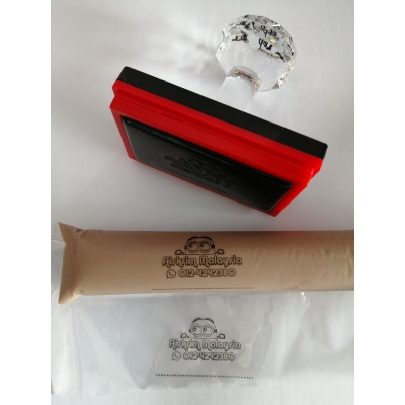 Preink Waterproof Stamp(Untuk cop plastik /Cup Air /plastik Aiskrim ...