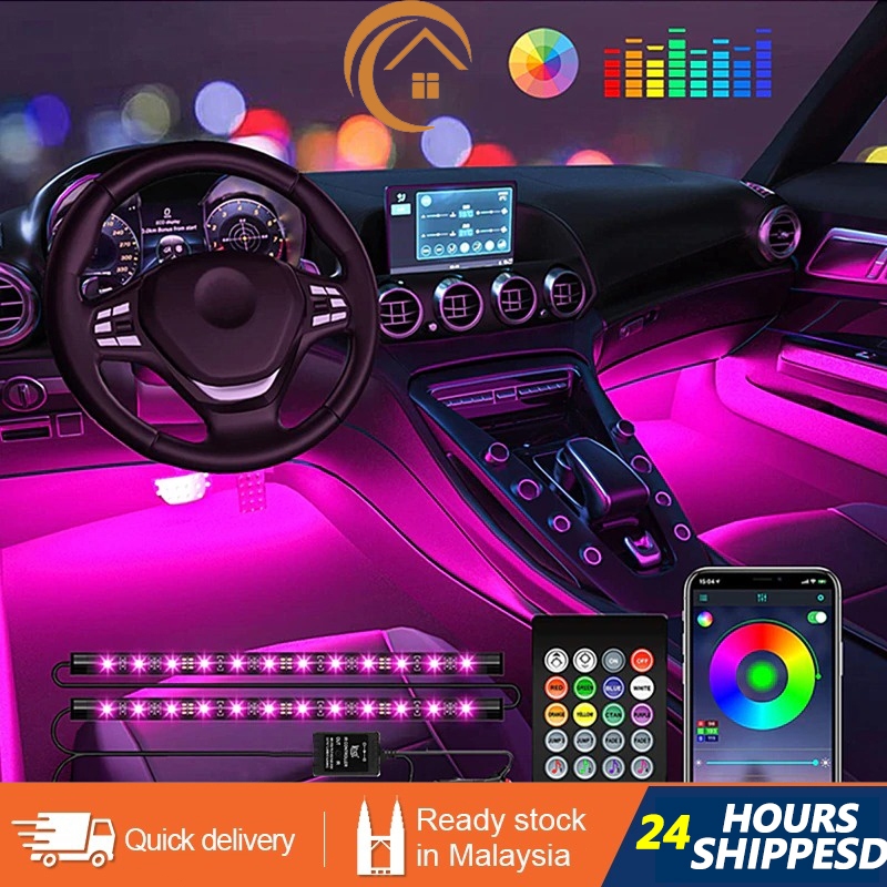 APP 4pcs Led Light Car Rgb Light Car Assesories Lampu Kaki Kereta Led ...