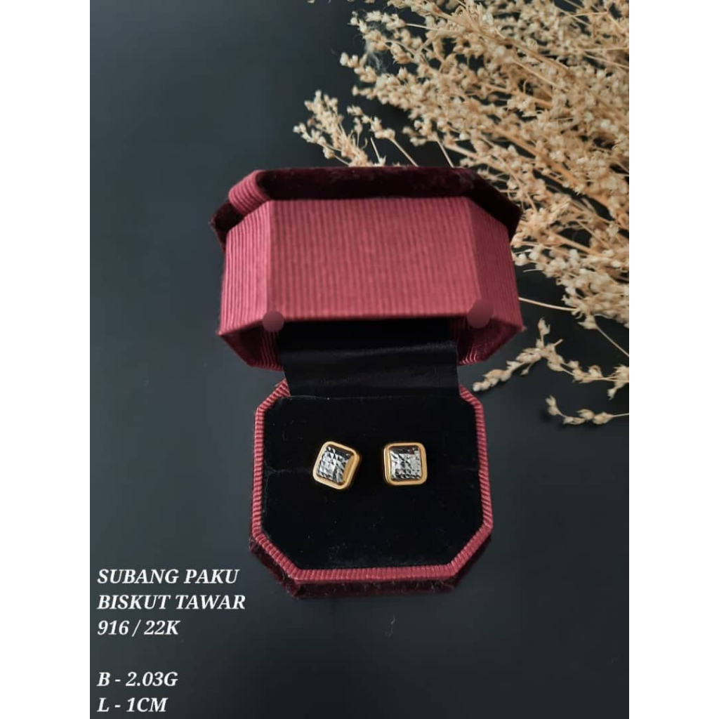 SUBANG PAKU BISKUT TAWAR EMAS 916/22K PRELOVED 2.03G | Shopee Malaysia