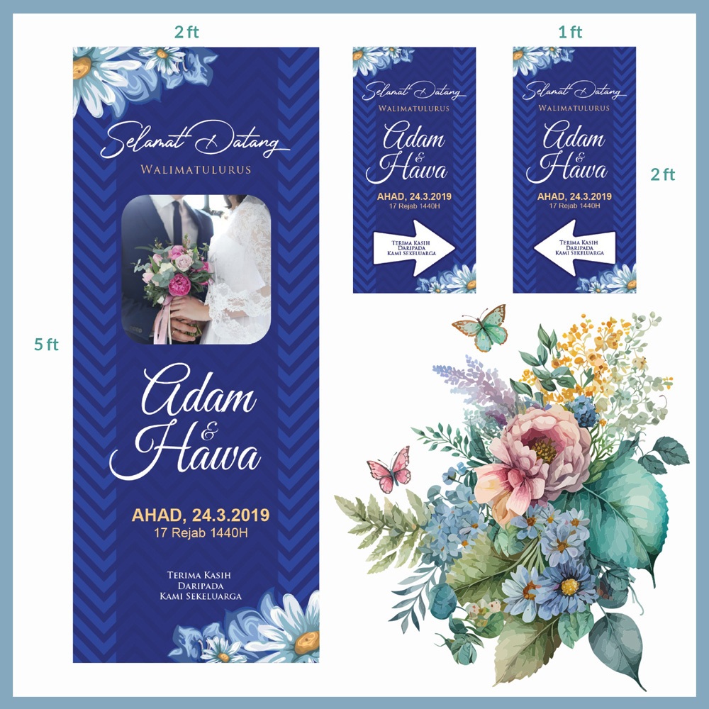 BUNTING KAHWIN dan PENUNJUK ARAH design simple FREE STICKER TQ menarik ...
