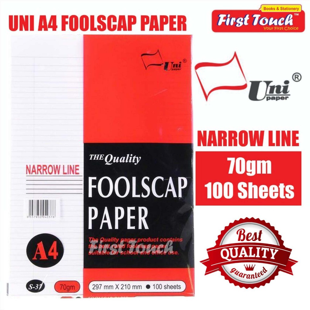 Uni Quality FoolScap Paper A4 70gsm 80gsm Exam Sheet Test Pad Kertas ...