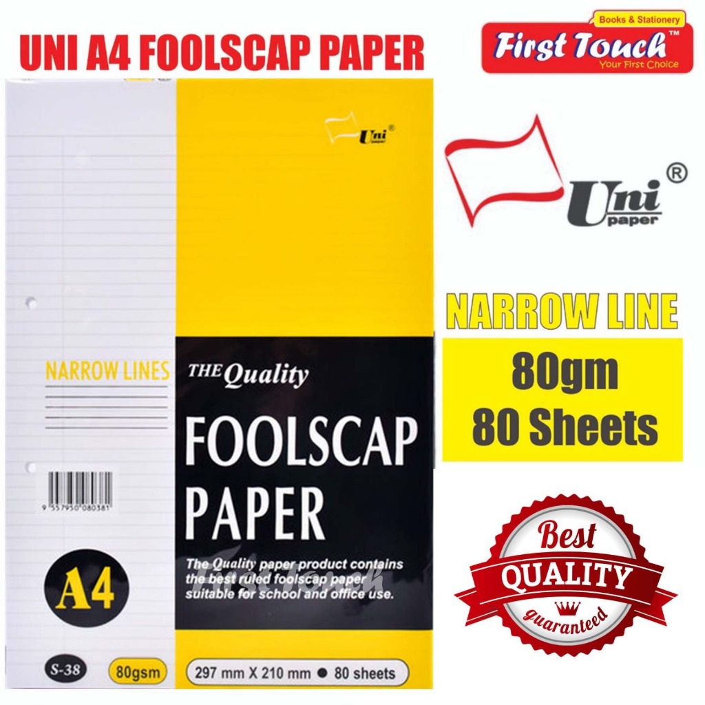 Uni Quality FoolScap Paper A4 70gsm 80gsm Exam Sheet Test Pad Kertas ...