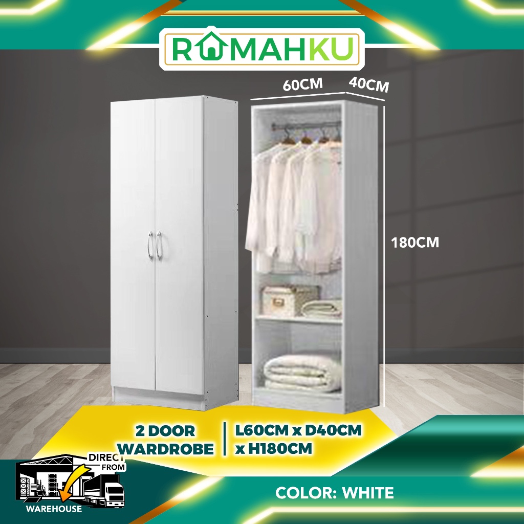 🔥FREE SHIPPING🔥 15MM TEBAL🔥 2 Door Wardrobe / Almari Baju 3 Pintu ...