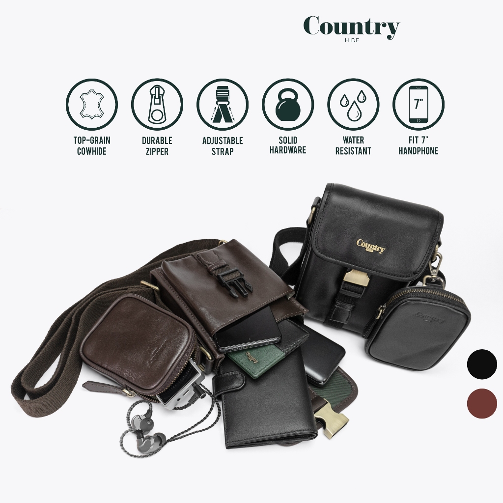 COUNTRY HIDE METRO Top Grain Cowhide Crossbody Sling Bag with External ...