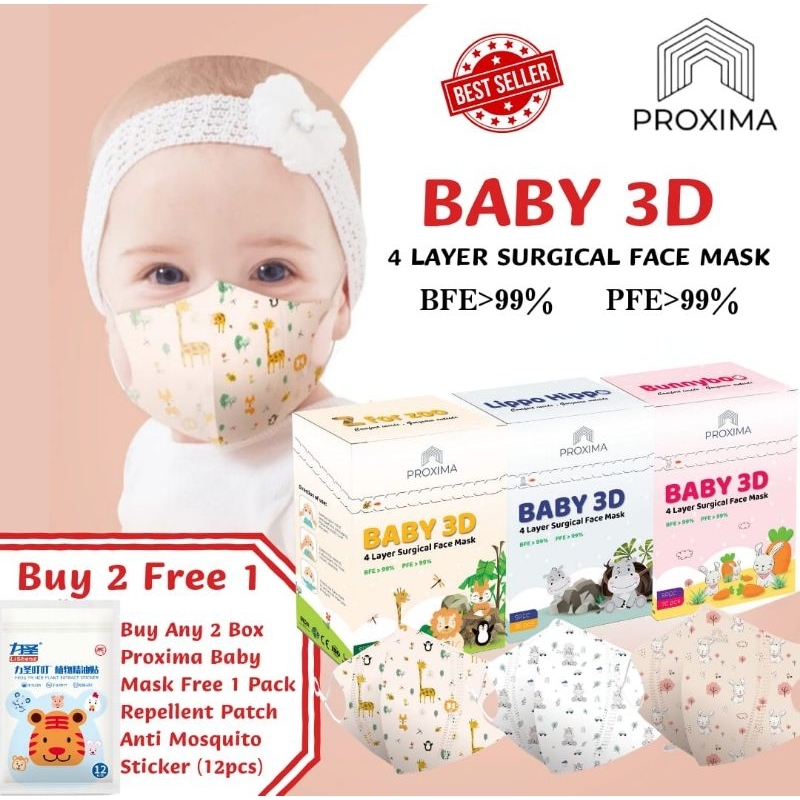 Proxima Baby Mask 4ply 3D Medical Face Mask 3D Kids Mask (20pcs/Box ...