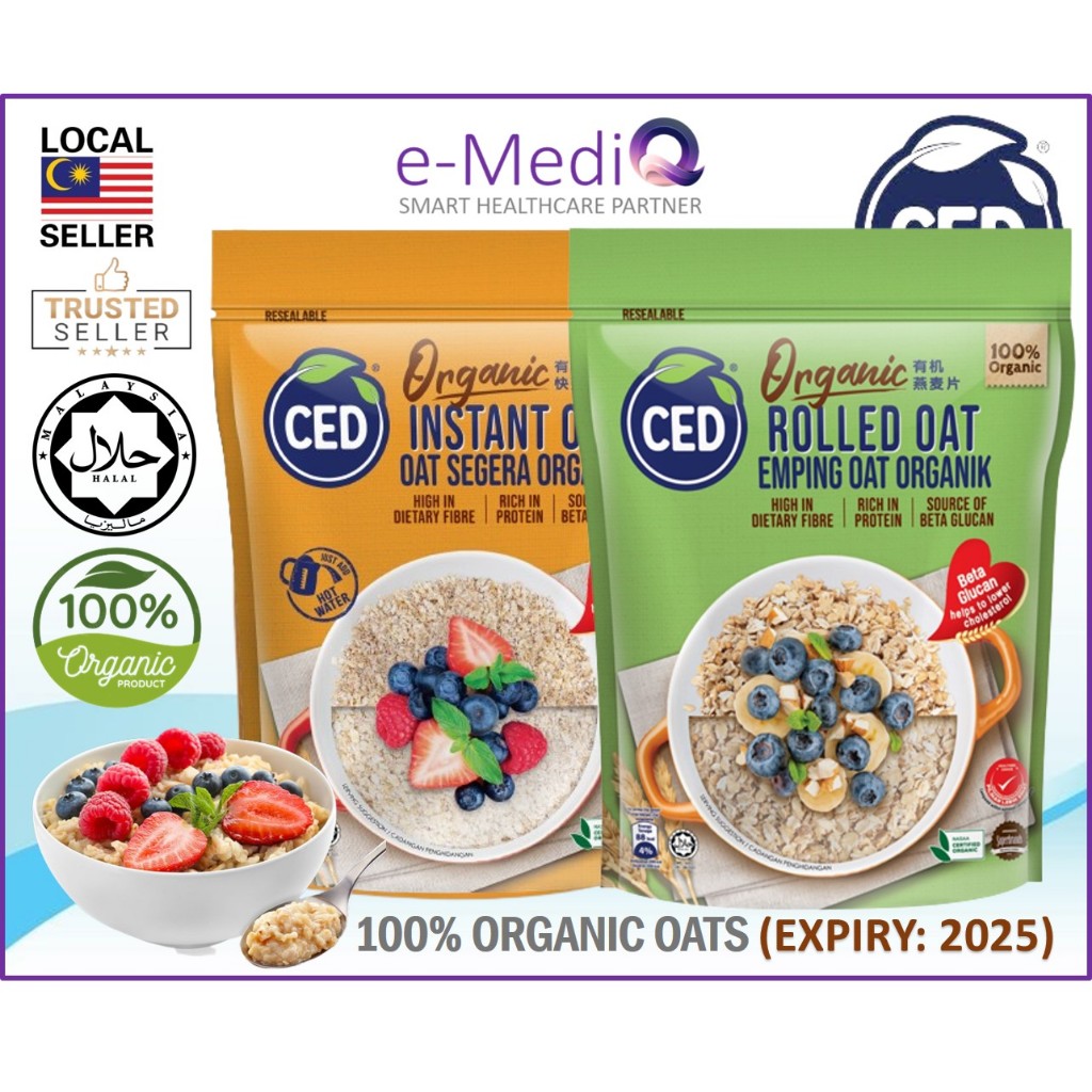 CED Organic (HALAL) Instant Oats / Rolled Oat 450g With Beta Glucan ...