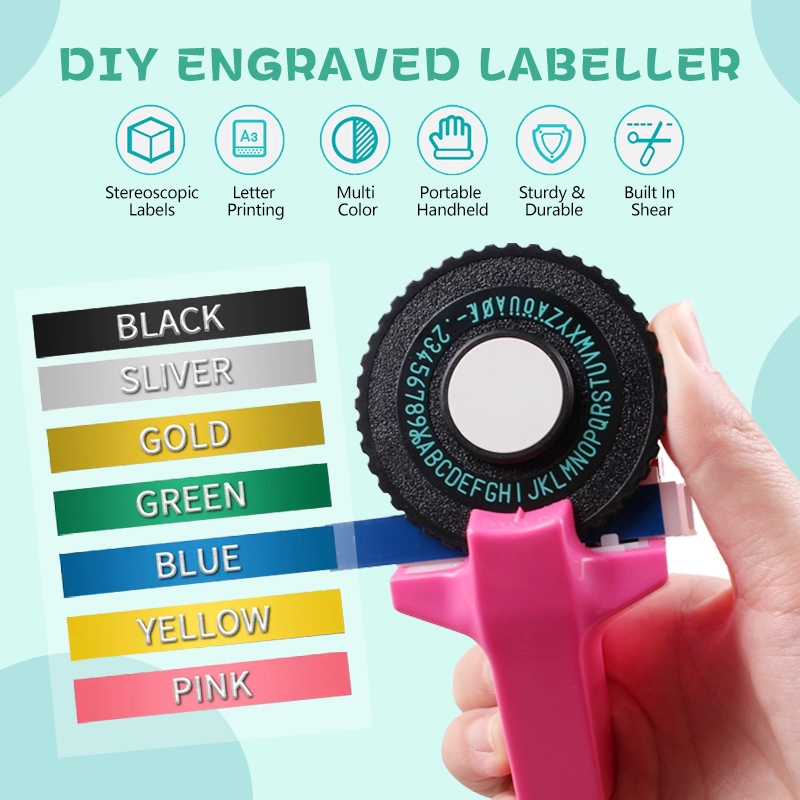 Multicolor Manual Label Maker Sticker Nama Dymo 3D Embossing Sticker ...