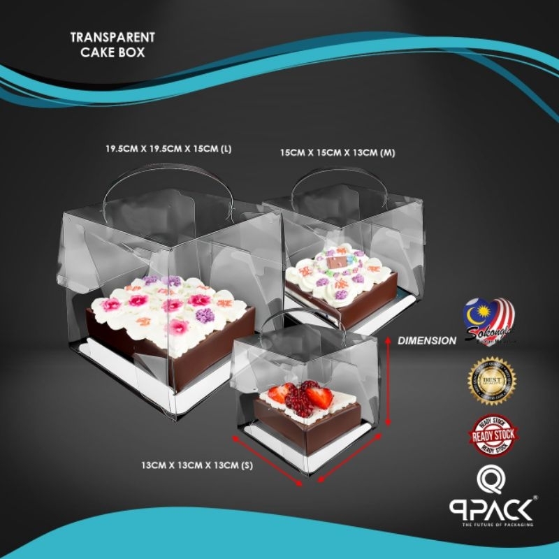 Transparent Cake Box With Handle And White Tray | Shopee Malaysia