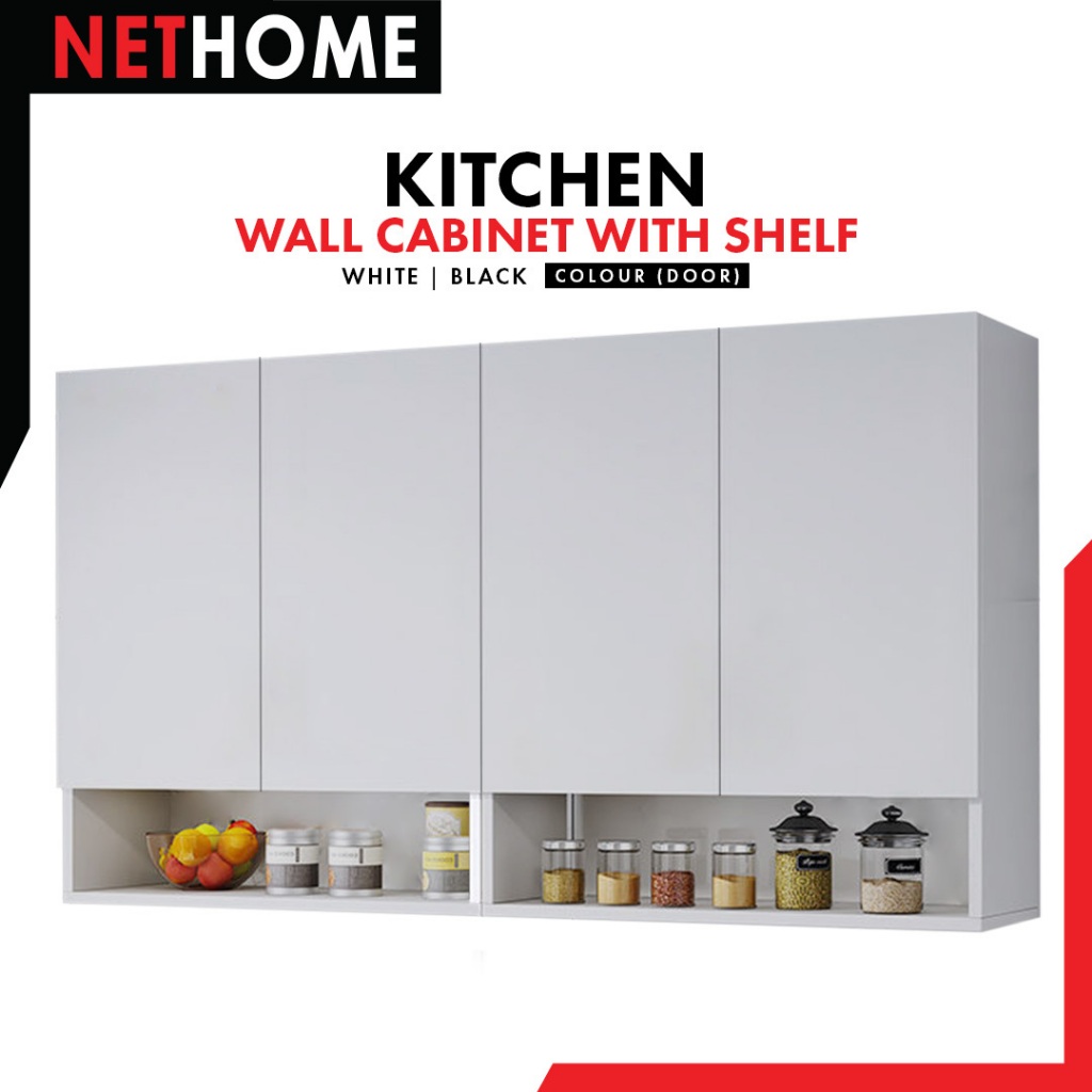 ⚡️NETHOME⚡️Kitchen wall cabinet wooden hanging cabinet almari dapur ...