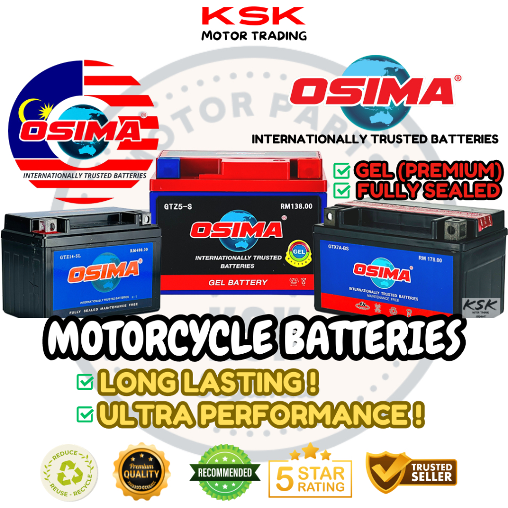 【5.5 SALE】OSIMA GEL & FULLY SEALED BATTERY MOTORCYCLE BATERI BETERI ...