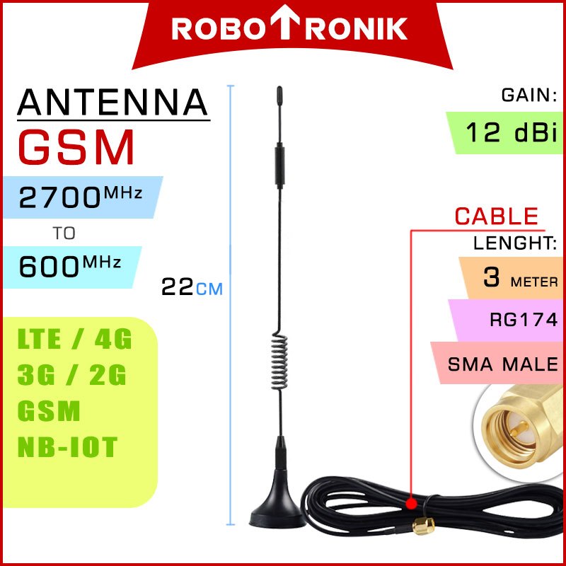 GSM Antenna (2G 3G 4G 5G) 3 5 9 12 dBi - Interface Ipex SMA (SIM 900 ...