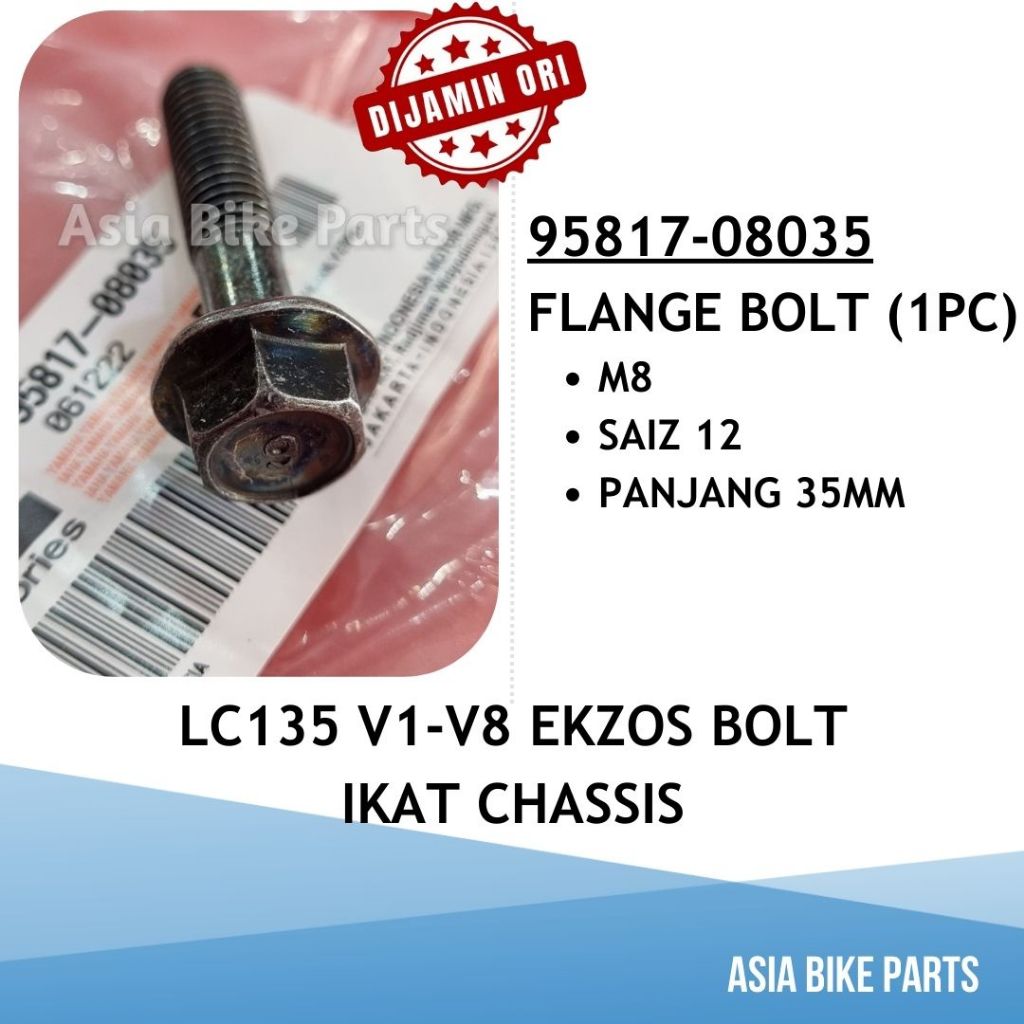 Yamaha Original LC135 V1 V2 V3 V4 V5 V6 V7 V8 4S 5S Exhaust Bolt Ikat Chassis Saiz 12 - 95817 ...