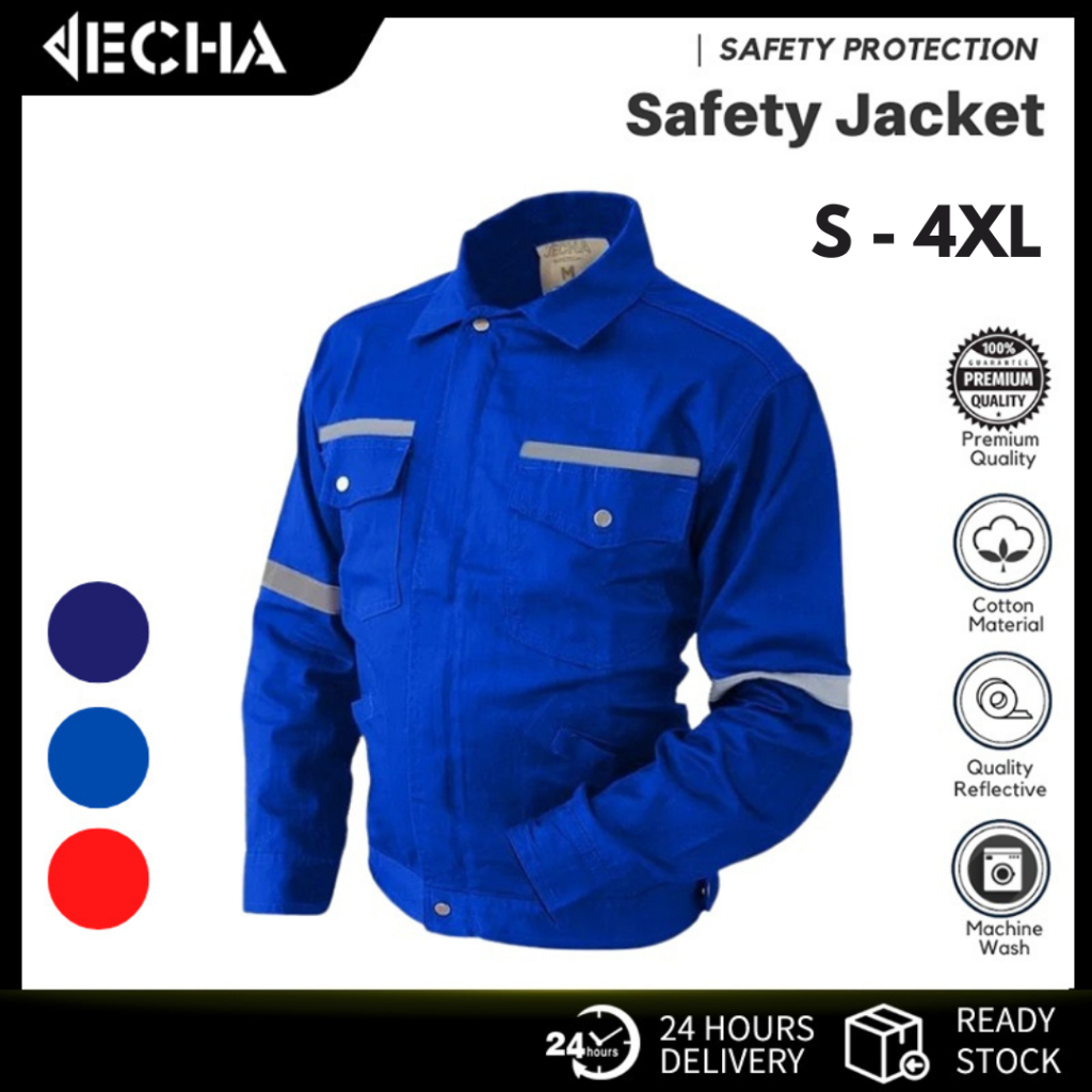 JECHA Safety Jacket Workwear with Reflector Work Jacket Baju Kerja ...