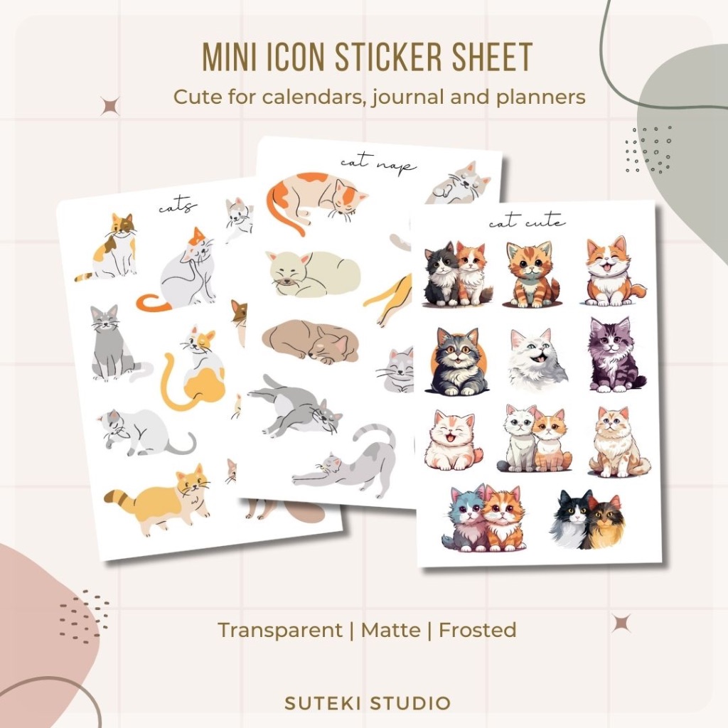 Mini Icon Sticker Sheet - Cats Cute Kucing | for planners and journals ...