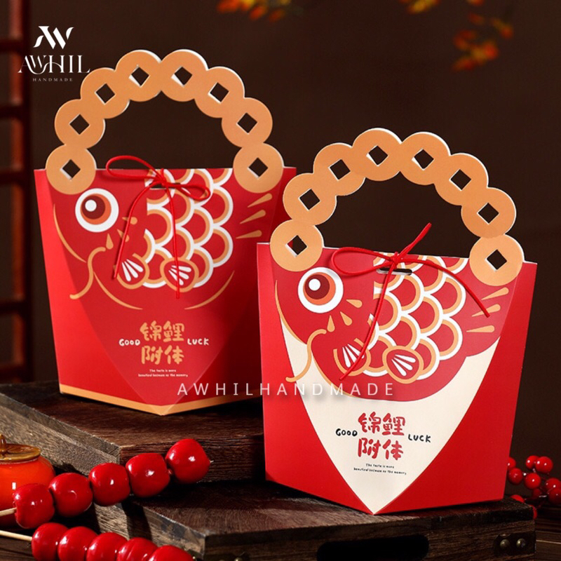 🧧Ready Stock🧧 CHINESE NEW YEAR Koi Fish Gift Box/Cookies Candies Box ...