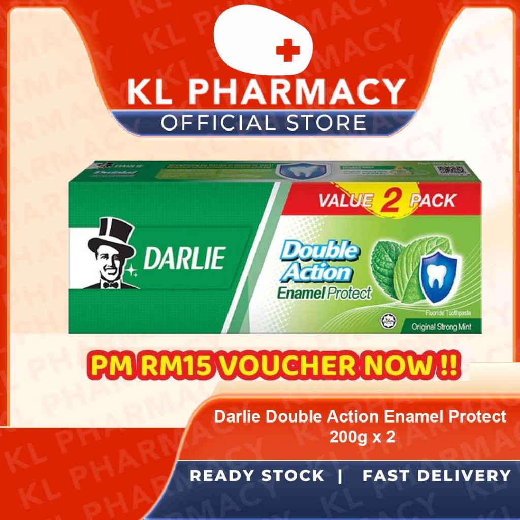 [200g]Darlie Double Action Enamel Protect Toothpaste Original Strong Mint 200g x 2/ 200g x1 (no ...