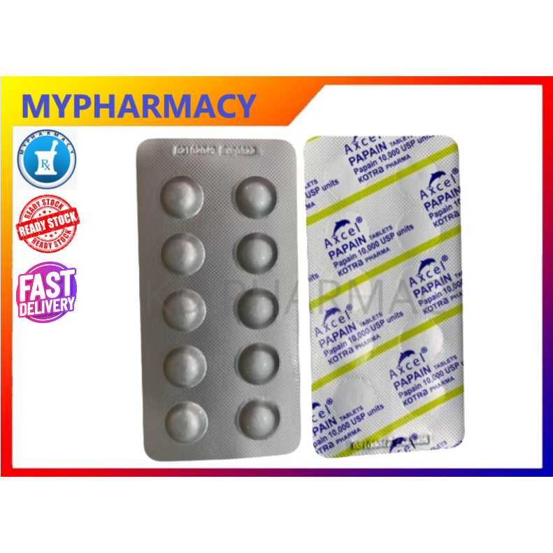 Axcel Papain Tablet 10's/strip | For inflammation/ swelling, Ubat surut ...