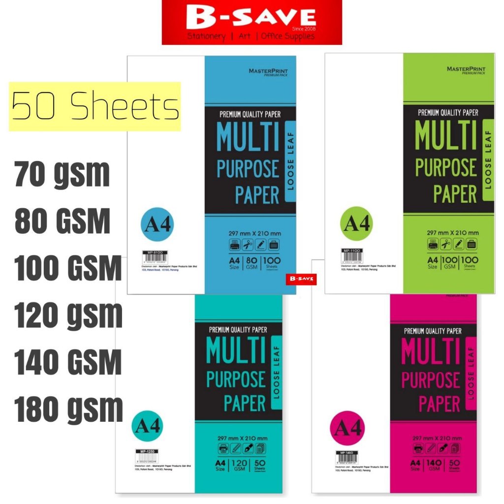 Masterprint A4 Copier Paper/Card Multi Purpose 70/80/100/120/140/180gsm ...