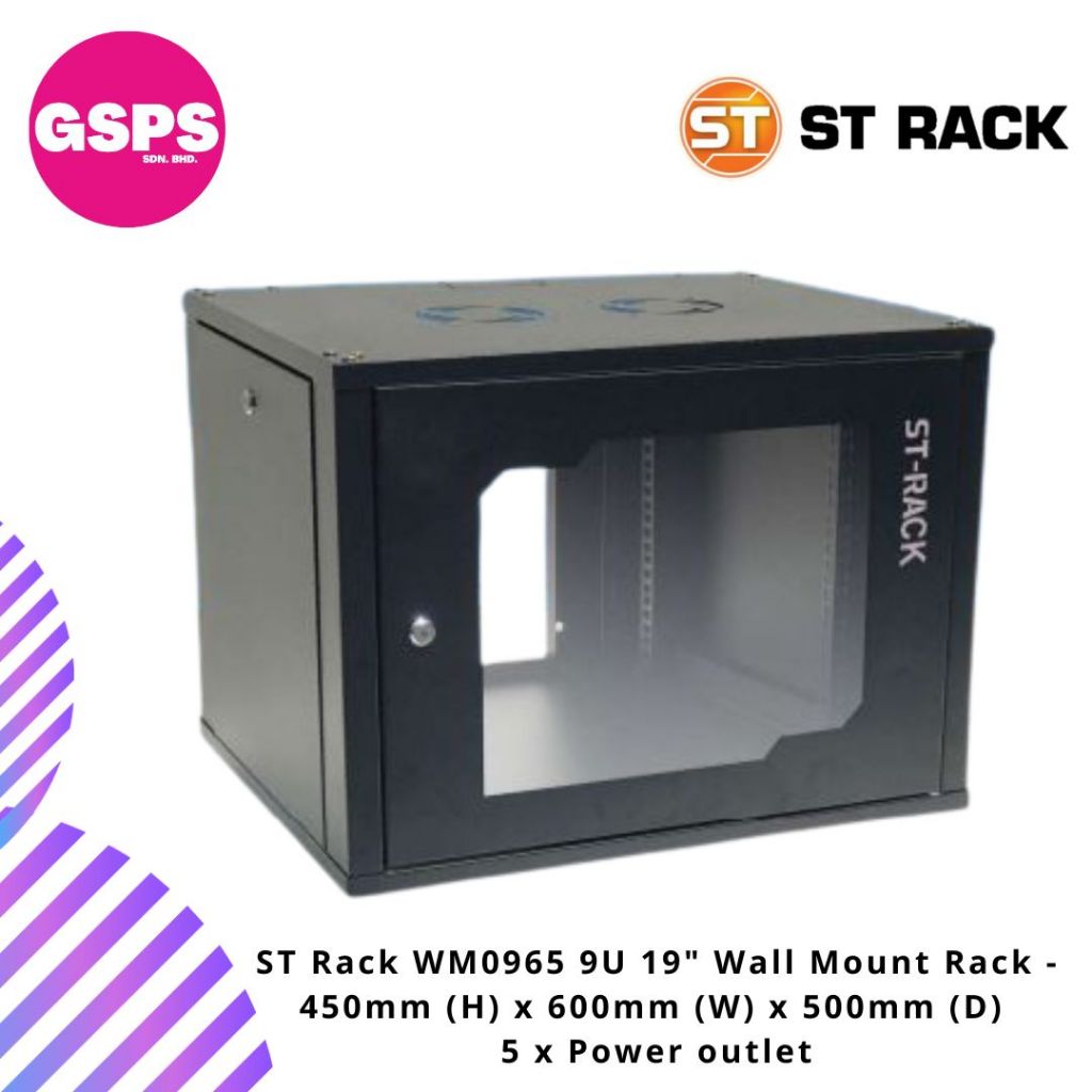 ST Rack WM0965 9U 19" Wall Mount Rack - 450mm (H) x 600mm (W) x 500mm ...