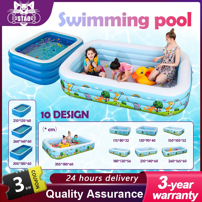 SPORT Kolam Mandi Budak 3 Rings Inflatable Swimming Pool For Kids ...