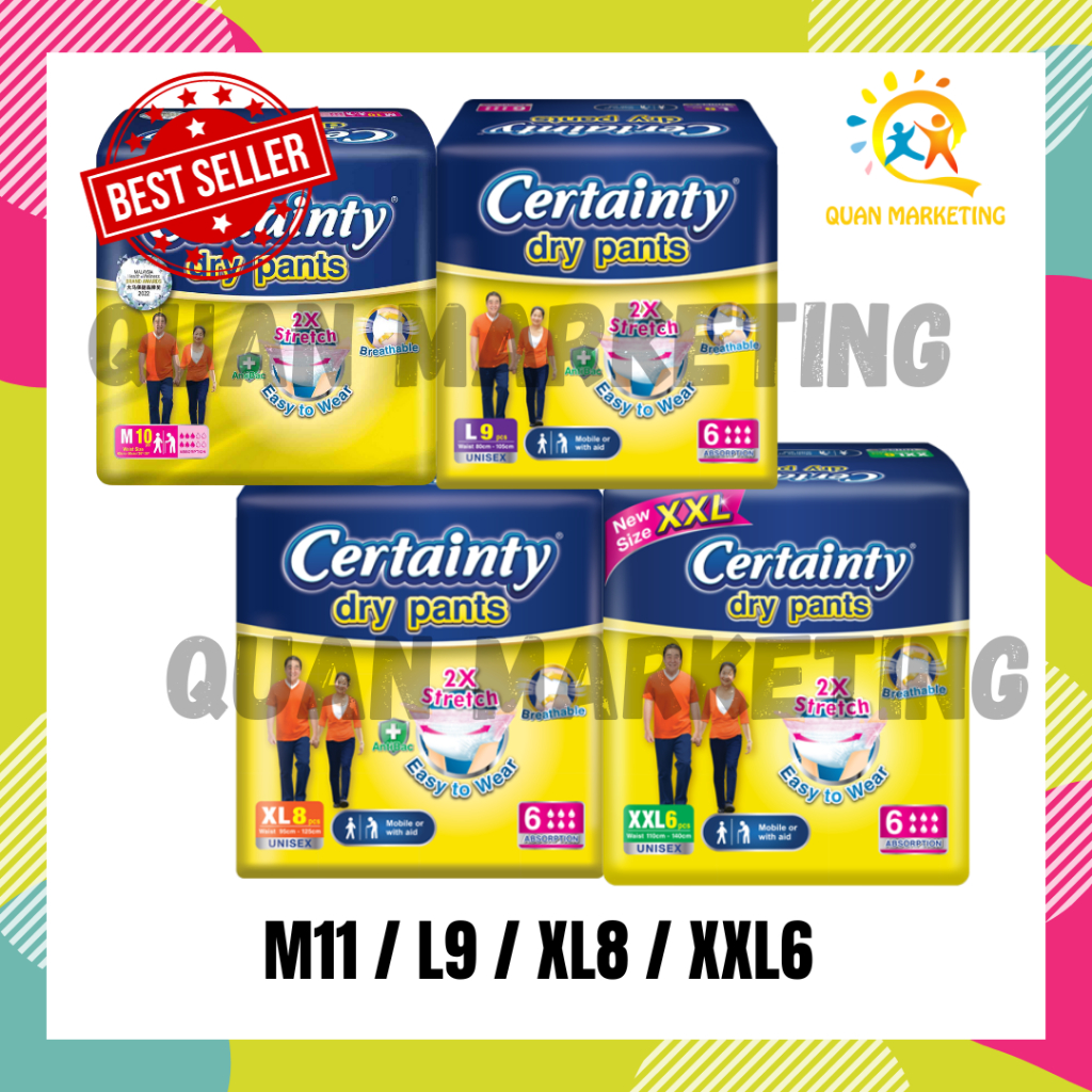Certainty Adult Dry Pants Diapers - M10/L9/XL8/XXL6 (1 Pack) | Shopee Malaysia