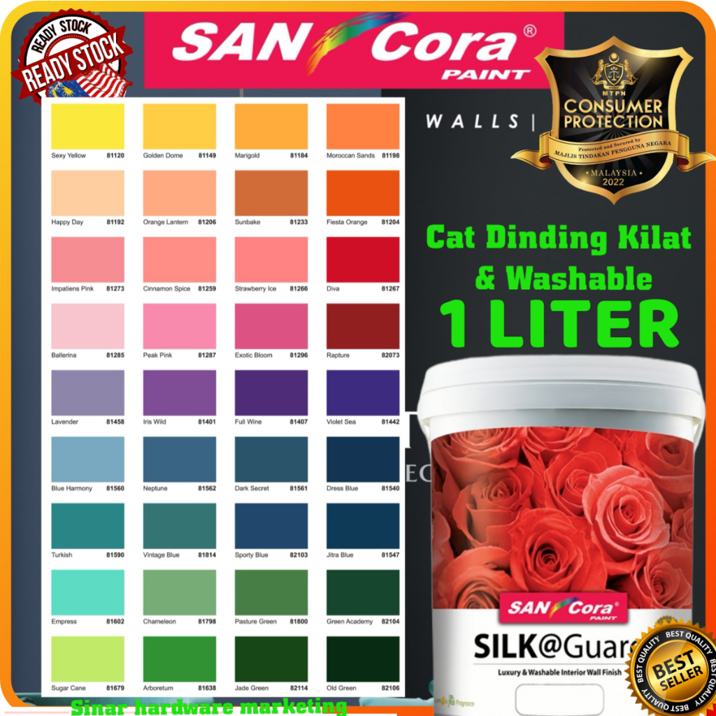 FOC GIFT SINAR SANCORA SILK GUARD 1 LITER INTERIOR SHEEN & WASHABLE ...