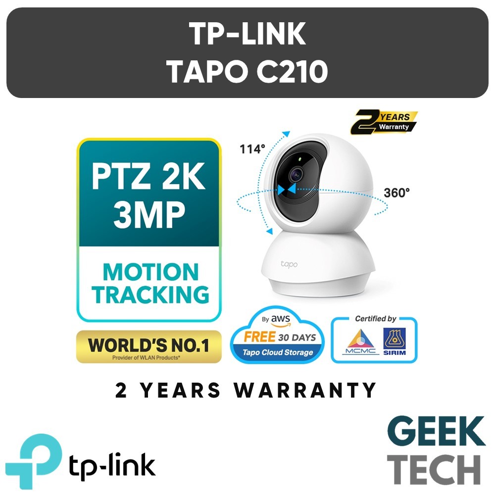 TP-Link Tapo C210 PTZ 2K 3MP WiFi CCTV IP Home Security Camera with 360 Degree Night Vision 2 ...