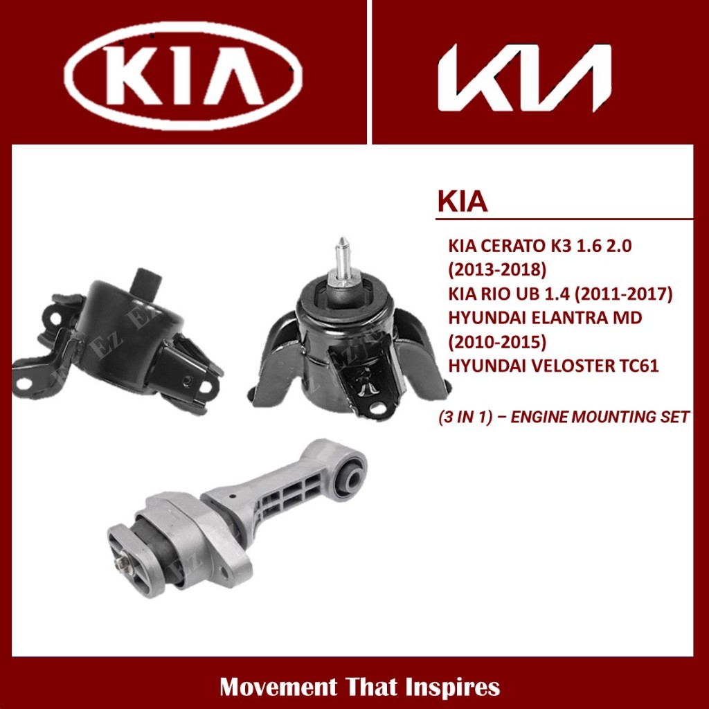 [3 IN 1] - ENGINE MOUNTING SET KIA CERATO K3 1.6 2.0 RIO UB 1.4 HYUNDAI ...