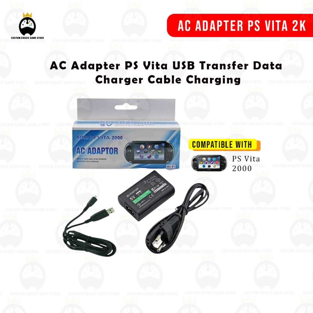 Sony PSV PSV2000 2K / AC Adapter PS Vita USB Transfer Data Sync Charger ...