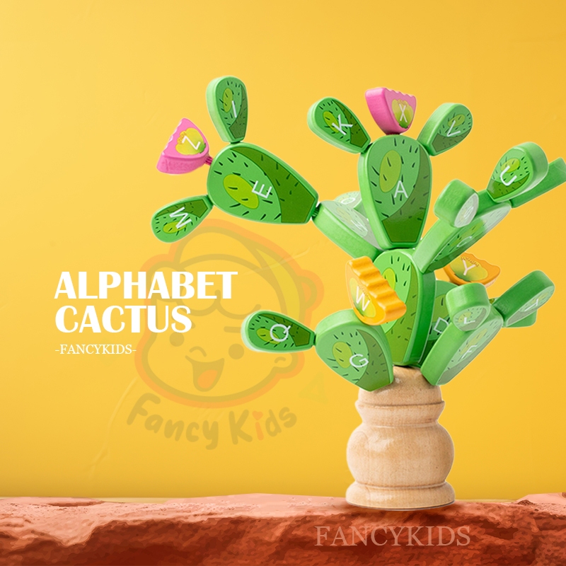Montessori Wooden Balancing Cactus/ Stacking Building Blocks/Alphabet ...