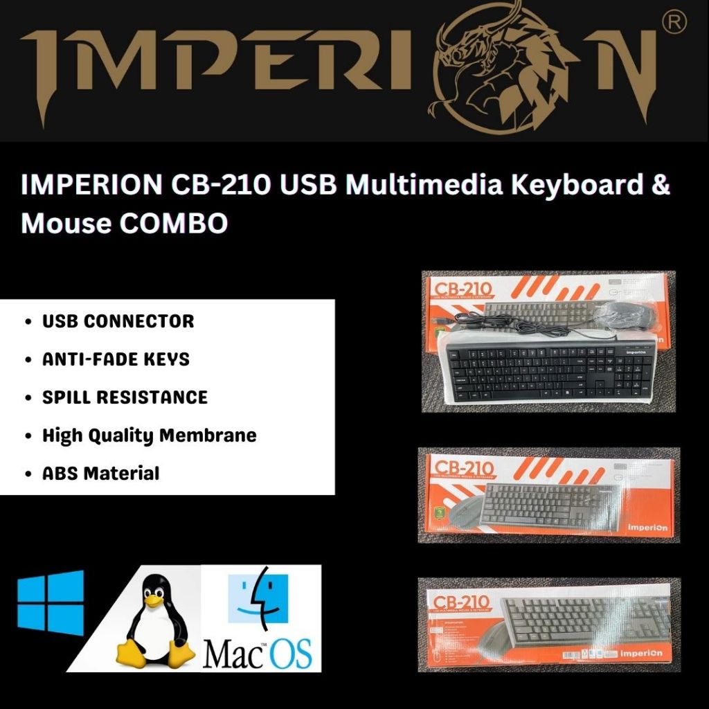 ORIGINAL IMPERION CB-210 USB MULTIMEDIA MOUSE & KEYBOARD - COMBO | Shopee Malaysia