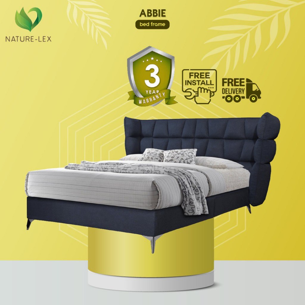 Free Installation Abbie High Quality Solid Wood Bed Frame Set Headboard