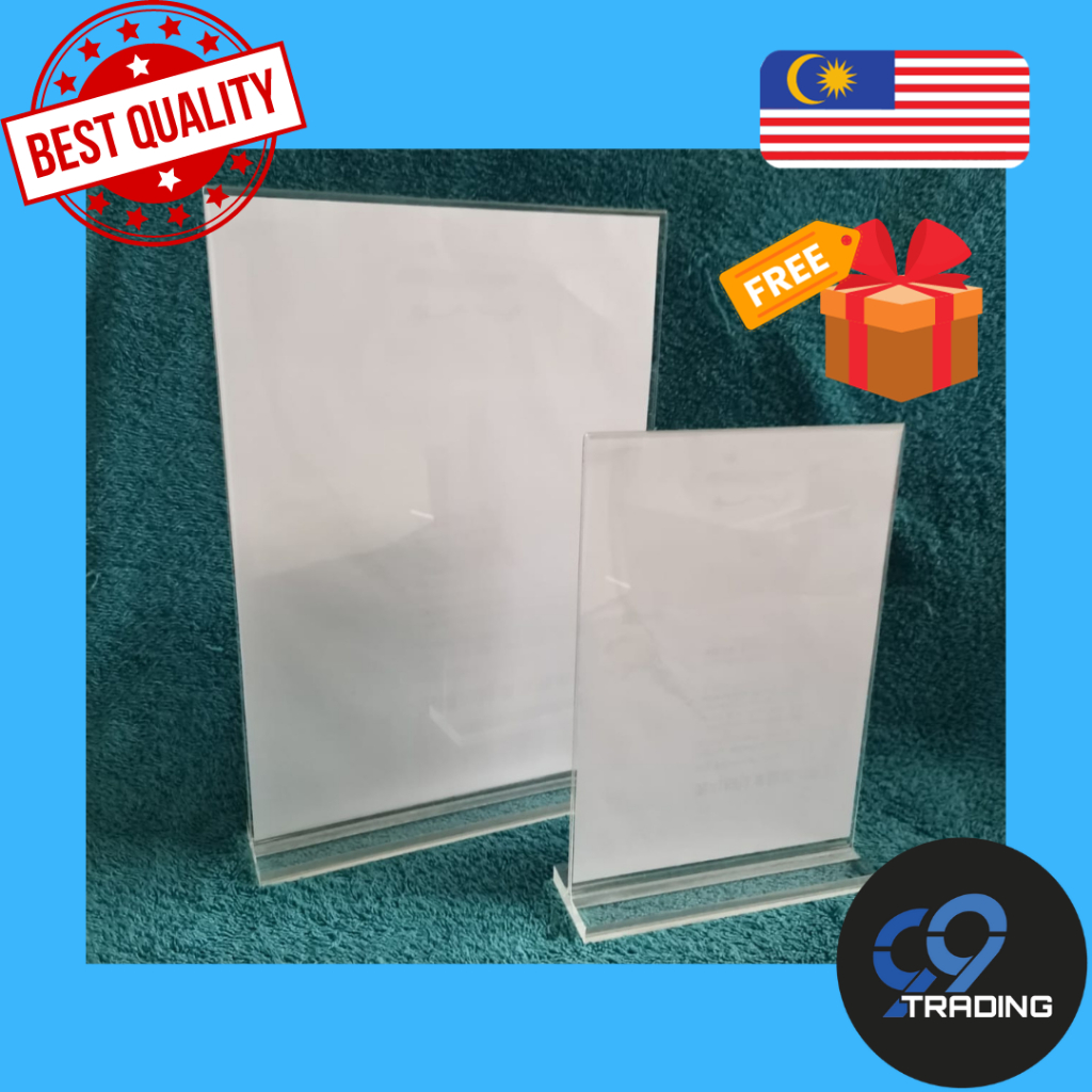 [Ready Stock !!] ACRYLIC T Shape Display Stand Plastic Transparent (A4 ...