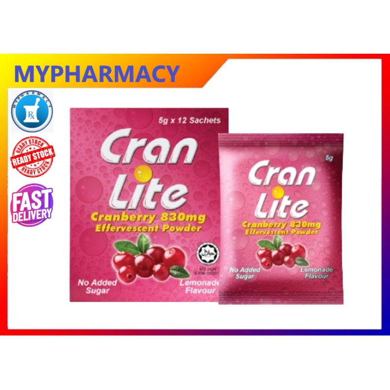 Cran Lite Cranberry 830mg Effervescent Powder 5g 1s Kencing Kotor Lawas Kencing Urinary