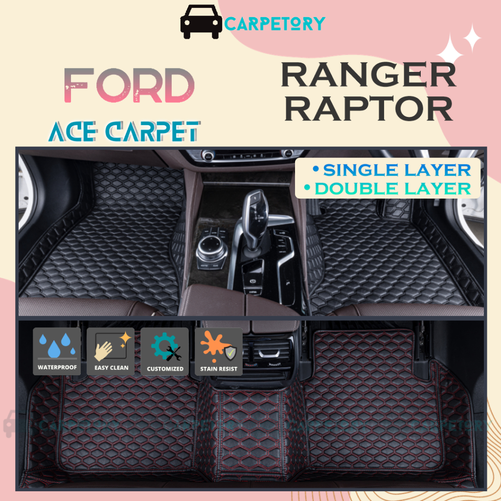 FORD Ranger Raptor T6 T7 T8 T9 Wildtrak Car Carpet Carmat Interior Alas ...