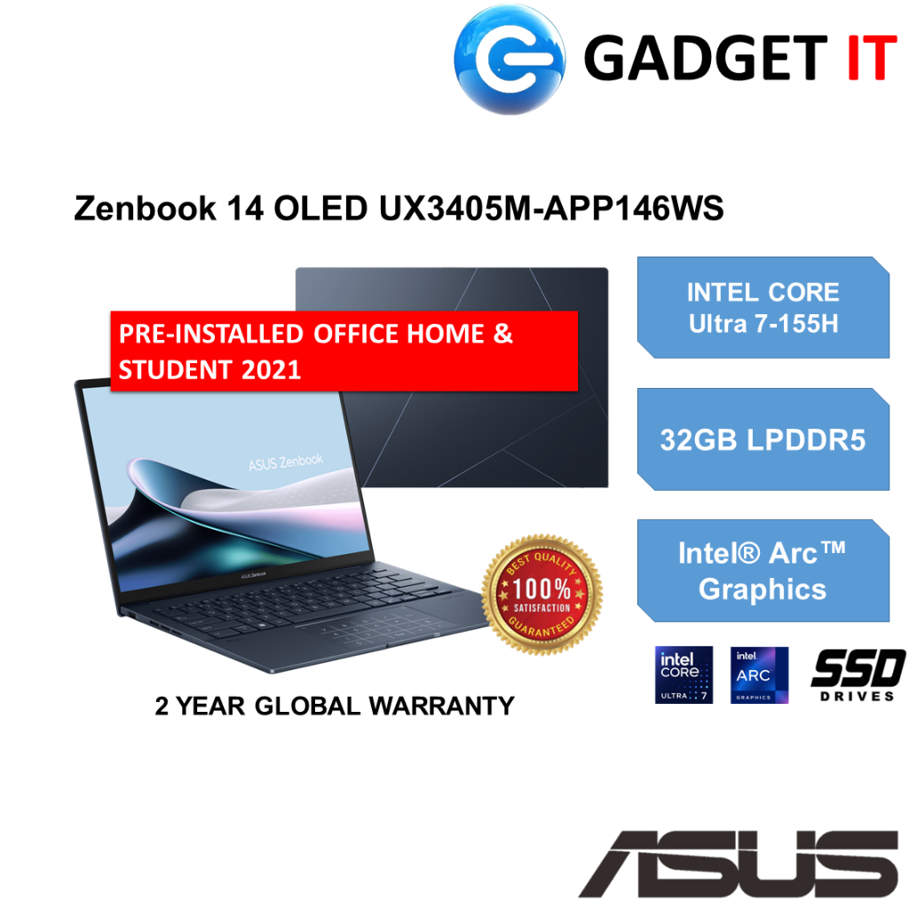 ASUS ZENBOOK 14 OLED UX3405M-APP145WS / APP146WS /APP146WSM LAPTOP (CU7 ...