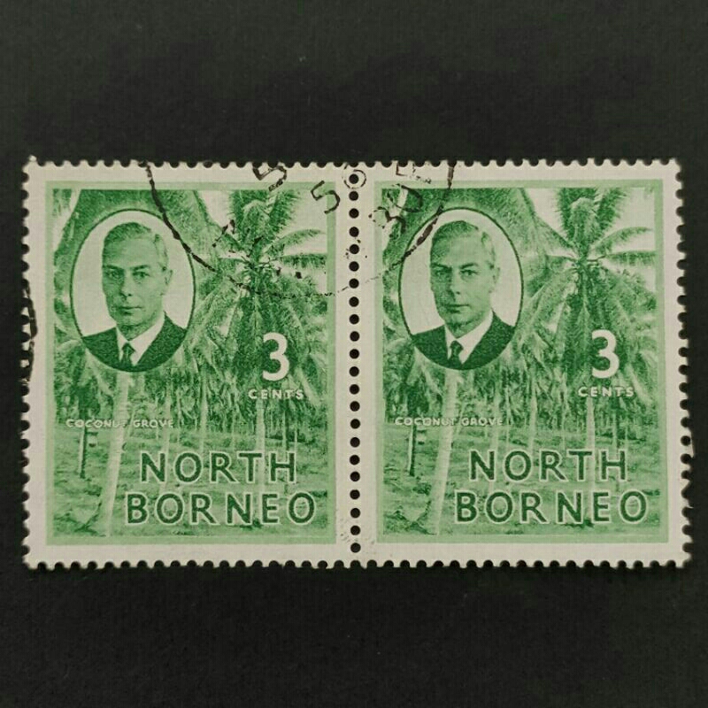 1950-1952 & 1957 Stamp North Borneo-In Horizontal Pair-Used Stamp-3c ...