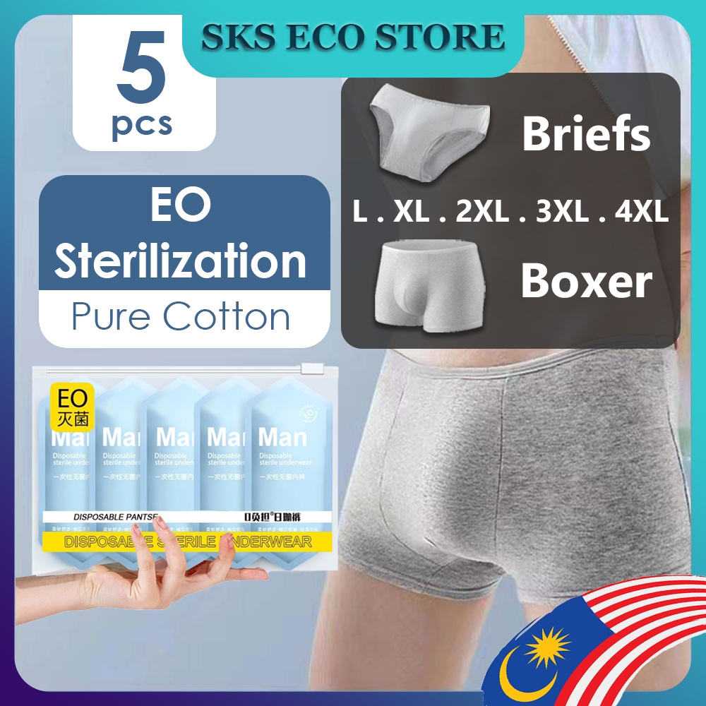 Man Disposable Underwear Travel Cotton Boxer Briefs Underpants Seluar ...