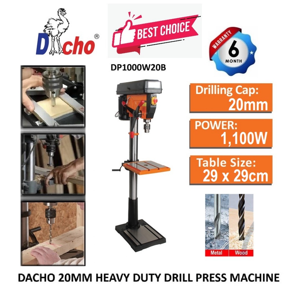 Dacho (20mm / 3/4-in) 1,100-watt Heavy Duty Standing Drill Press ...