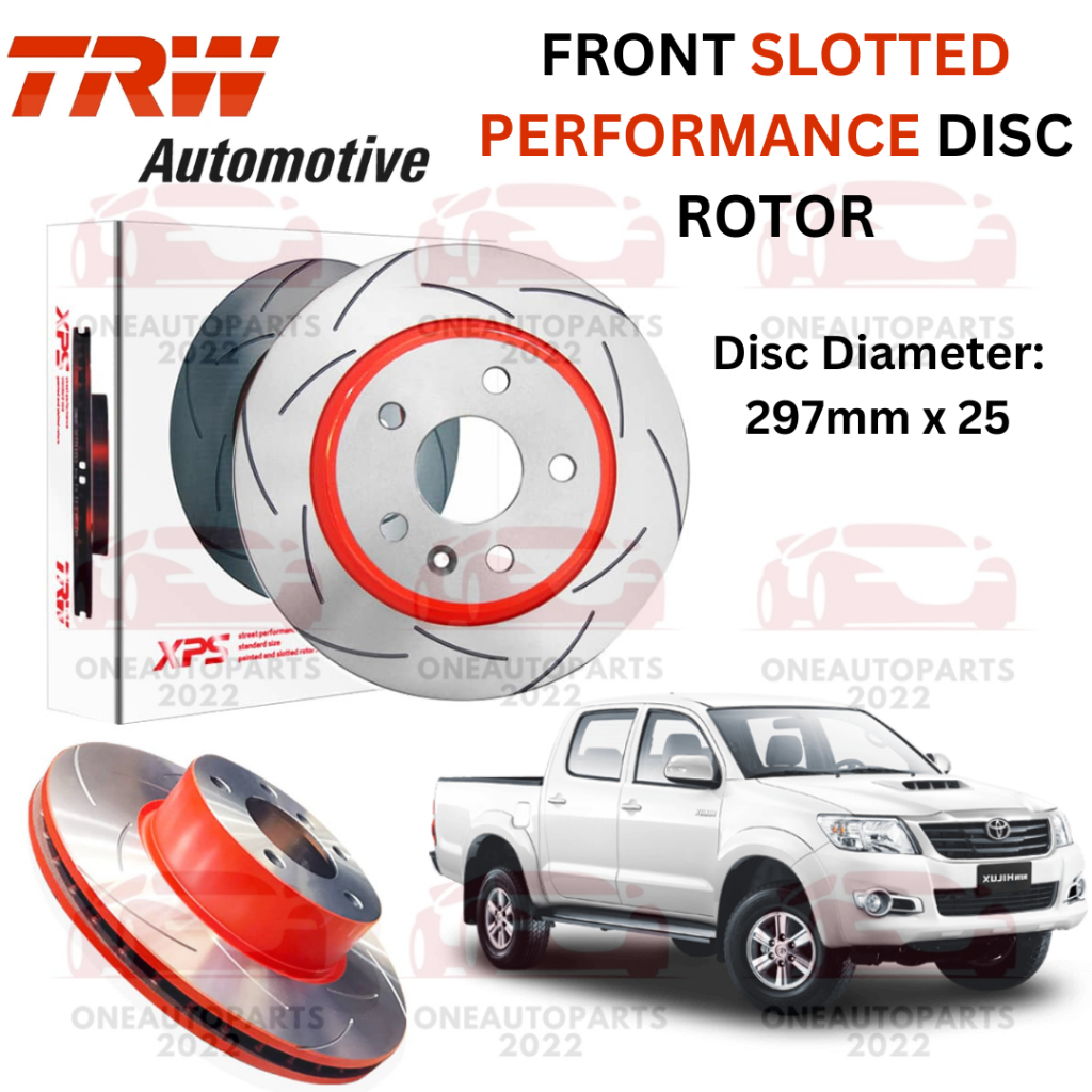 TRW XPS FRONT SLOTTED PERFORMANCE DISC ROTOR TOYOTA HILUX KUN25 2.5D (1 ...