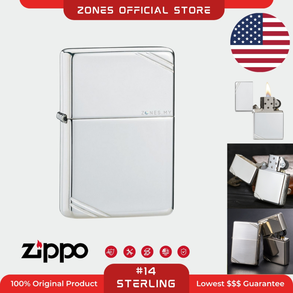 🇺🇸 Zippo 14 | Pure 925 Sterling Silver Vintage with Slashes | Rare Precious Metal Edition USA ...
