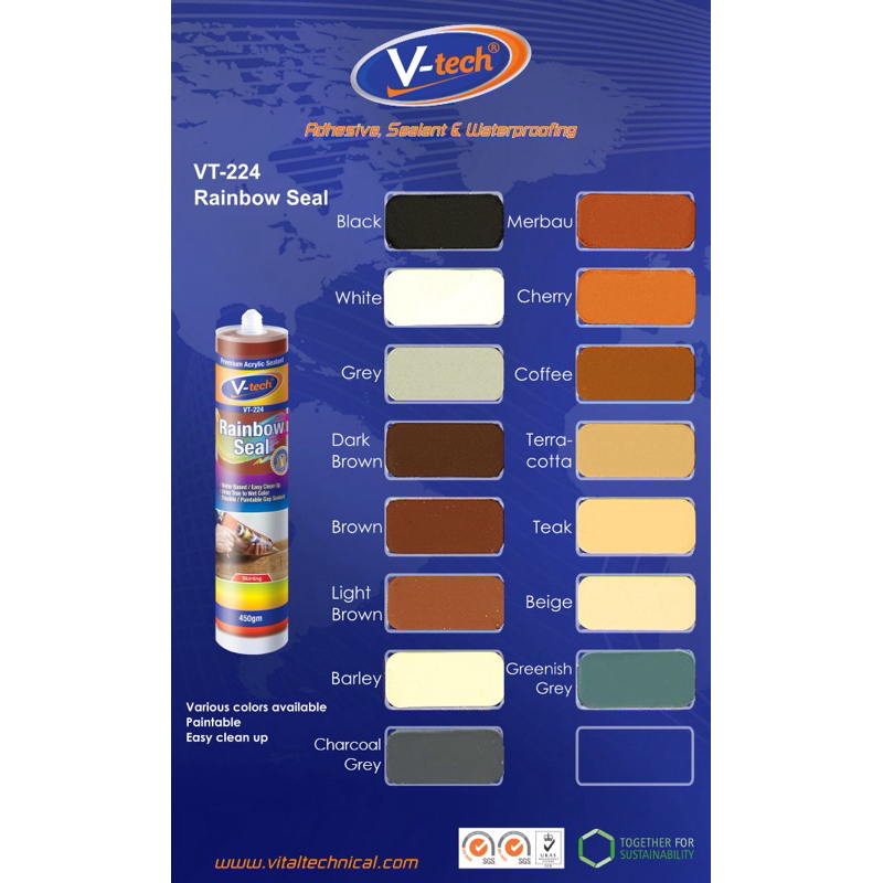 V-TECH RAINBOW SEAL VT224 ACRYLIC SEALANT SILICONE COLOUR | Shopee Malaysia