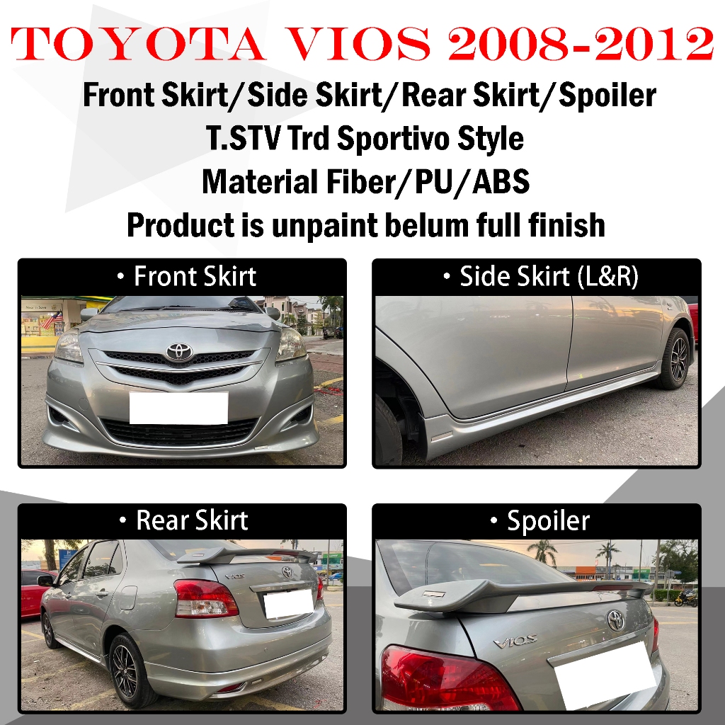 TOYOTA VIOS NCP93 DUGONG 2008-2012 TRD SPORTIVO FRONT SKIRT/SIDE SKIRT ...