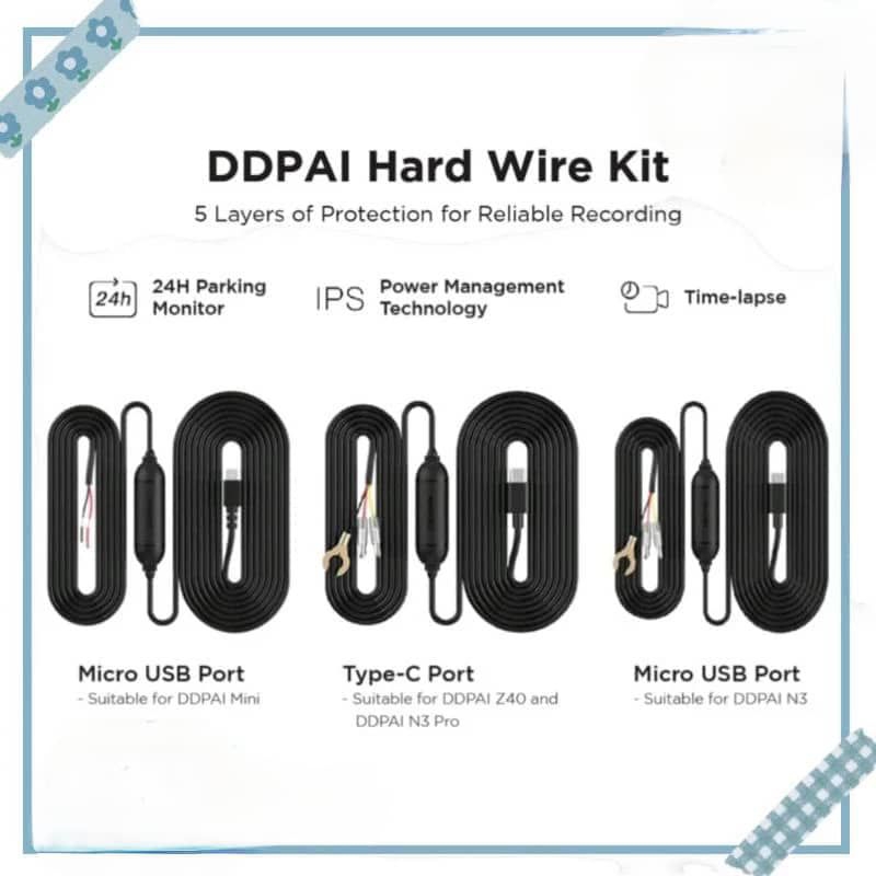 DDPAI 12/24V,Type-C Car Charger wire Hardwire Kit | Shopee Malaysia