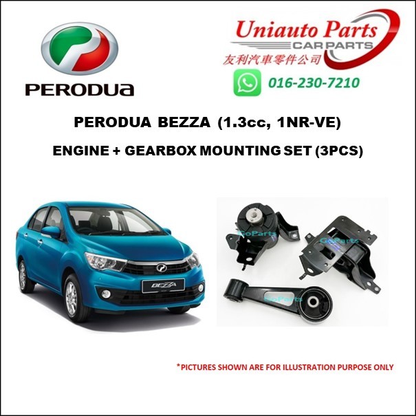 PERODUA BEZZA (1.3cc, 1NR-VE) ENGINE + GEARBOX MOUNTING SET (3PCS ...