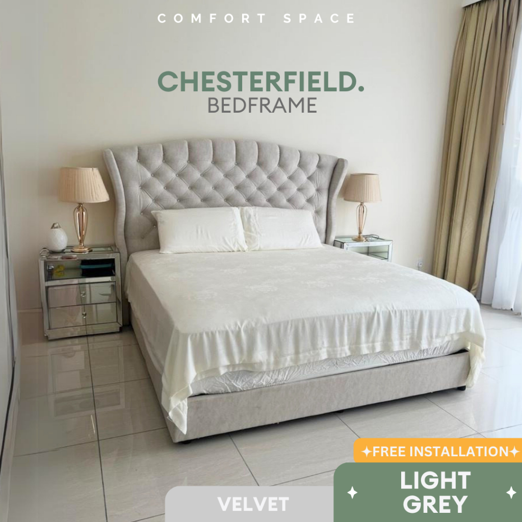 🔥 Free Install 🔥 Comfort Space - Evan Chesterfield Bedframe | Headboard ...
