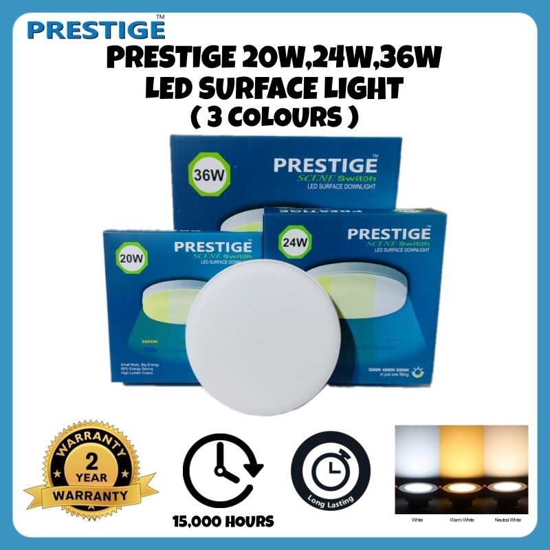 PRESTIGE PREMIUM 20W/24W/36W 3COLOUR LED CEILING LIGHT/SURFACE ...