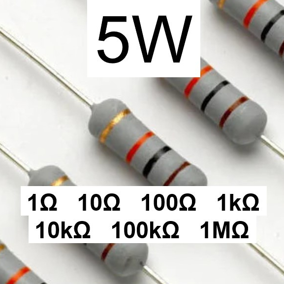 (5pcs) 5W Metal Oxide Carbon Film Resistor - (1 ohm to 1M ohm) - 5% Tolerance - Perintang 5 Watt ...