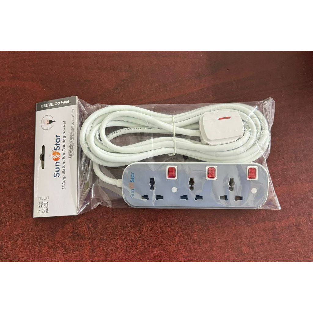 Sunstar Multiple Extension Wire Plug Trailing Socket Extension ...